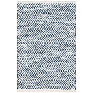 Dash and Albert Coastal Blue Handwoven Indoor/Outdoor Rug, 8 X 10 Feet, Blue/Ivory Geometric Pattern