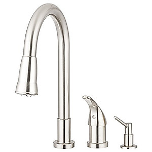 Pacific Bay Grandview Pull-Down Kitchen Sink Faucet with Soap Dispenser (Brushed Satin Nickel)