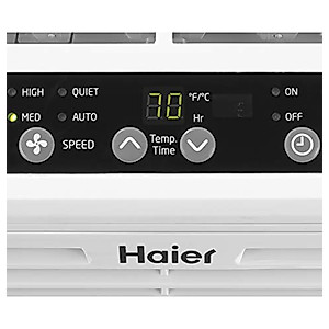 Haier 6,200 BTU Ultra Quiet Window Air Conditioner for Small Rooms and Bedrooms, Control Using Remote, 6K Window AC Unit, Easy Install with Included Kit, White, Energy Star