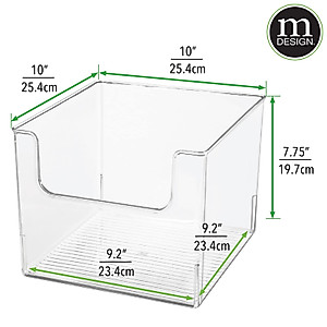 mDesign Deep Plastic Home Storage Organizer Bin - Container for Bathroom - Open Front Design - 8 Bins + 32 Labels - Clear