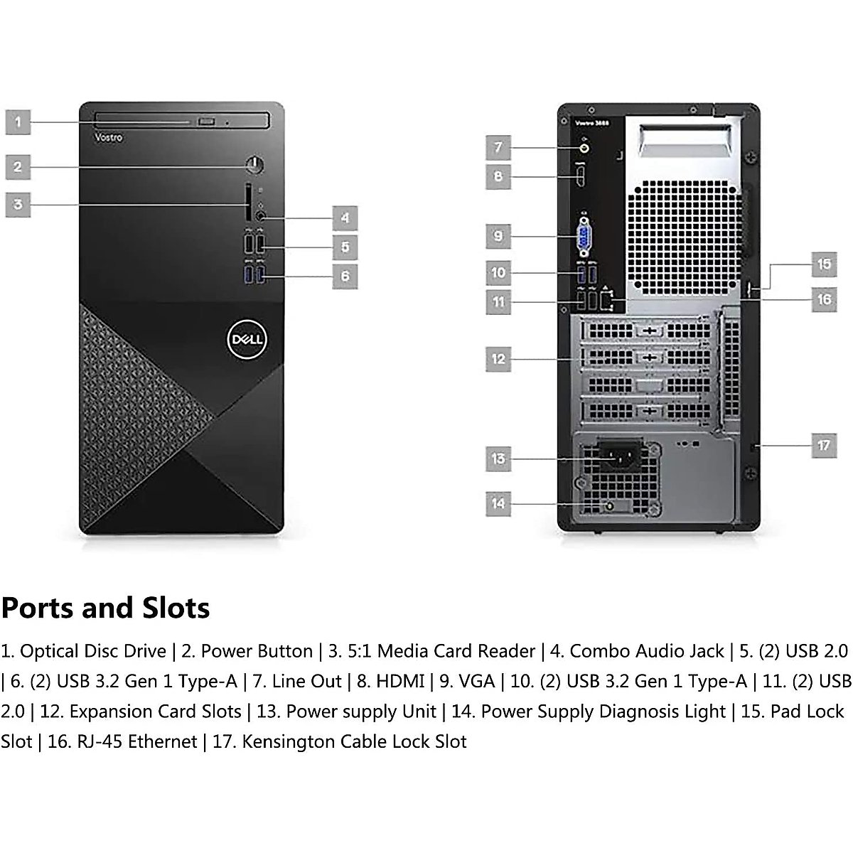 Dell Vostro 3888 Business Desktop Computer, Intel Hexa-Core i5-10400 up to 4.3GHz (Beats i7-7700), 16GB DDR4 RAM, 1TB PCIe SSD + 1TB HDD, DVDRW, 802.11AC WiFi, Bluetooth, HDMI, VGA, Windows 10 Pro
