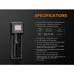 EdisonBright Fenix are-D1 USB Powered Smart Battery Charger for 21700/18650/16340 BBX5 Battery Carry case