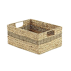 Deco 79 Seagrass Handmade Decorative and Functional Storage Basket Basket Organizer with Handles, Set of 4 Basket for Storage 16", 14", 12", 10"W, Light Brown