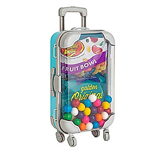Hammont Suitcase Storage Boxes - 3 Pack - Large Capacity Pencil Case - 7.5x5x2.5 - Plastic Candy travel gift Box - Rolling with Transparent Lid | Perfect for Schools Supplies & Party Favors (Blue)