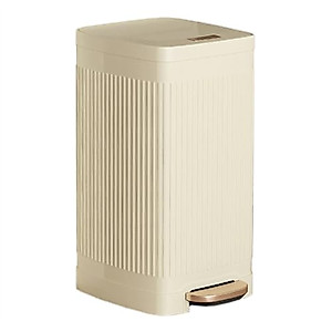 Aupekro Trash Can with Lid Soft Close, 5.2 Gallon Stainless Steel Garbage Can with Removable Inner Bucket, Rectangular Pedal Step Trash Can for Kitchen, Living Room, Office (Milky White)