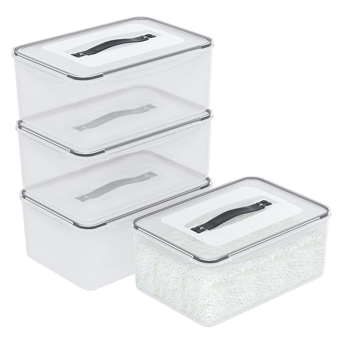 Joyeen 4 Pack 15 Liter Latching Containers with Sealed Circle/Lid, Clear Airtight Food Containers
