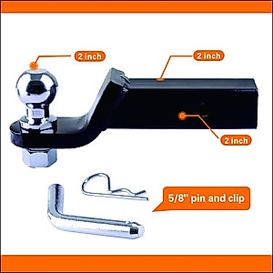 Trailer Hitch Ball Mount Towing Kit with Stabilizer and Silencer Pad Ball Pin Clip fits 2 inch Drop Receiver 6500lbs Class III