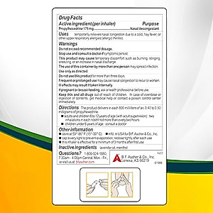 Benzedrex Nasal Decongestant Inhaler, 1 Count (Pack of 1)
