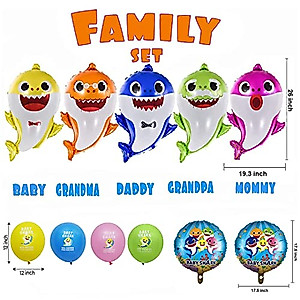 Empire Party Supply Baby Shark 2nd Birthday Decorations, Baby Shark Two Two Two, Shark Family Foil Balloons, Banner, Cake Topper, Blue Foil Curtains for Boy Girl Ocean Themed Party Supplies