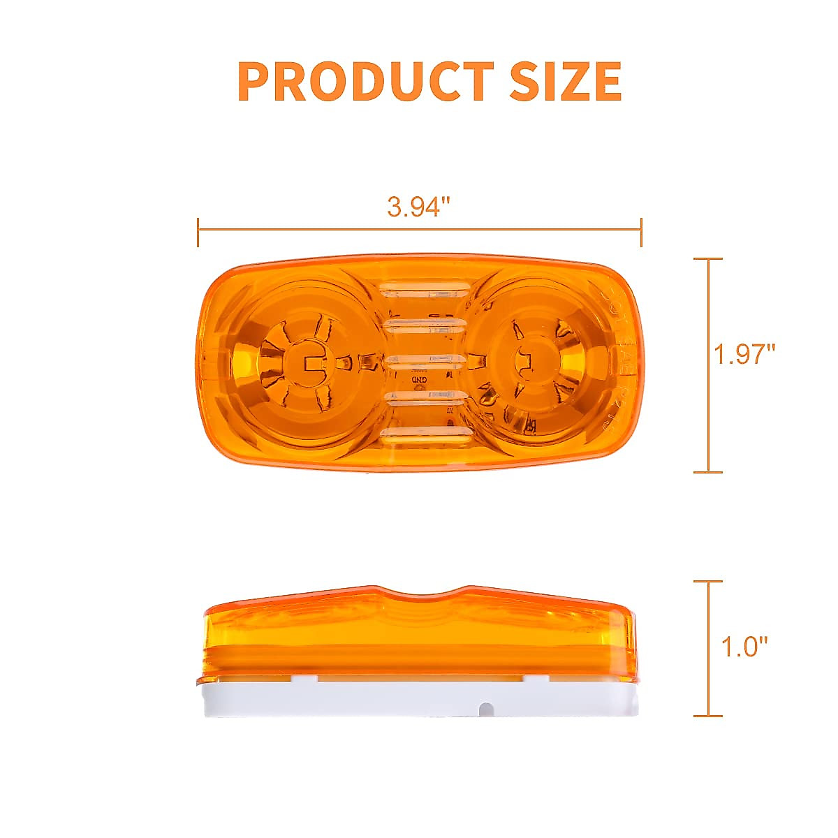 VINAUO Trailer Marker LED Clearance Lights, 14X Double Bullseye 7 Red & 7Amber 12 LED Side Marker Light Indicator 4x2 Inch Tiger Eye Surface Mount Taillights for Vehicles Truck RV Camper