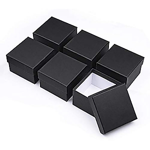 Black Gift Box, Dedoot Pack of 6 Square Watch Gift Box with Lids, 4.13x4.13x2.87 Inch Kraft Paper Watch Box Bridesmaid Proposal Gift Boxes for Tie Jewelry, Small Gifts Box for Presents, Christmas, Wedding Party