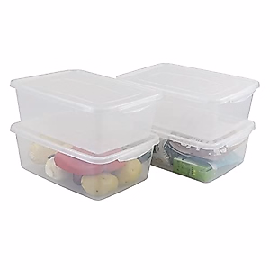 Callyne 4-Pack Clear Plastic Storage Box, Fridge Storage Containers with Lid, 14 L
