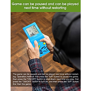 HLF 3.5-inch Large Screen Retro Brick Game Console for The 80s/90s Building Block Game Racing/Tank Game Built-in 23 Classic Games Nostalgic Puzzle Children's Game Console (Blue)