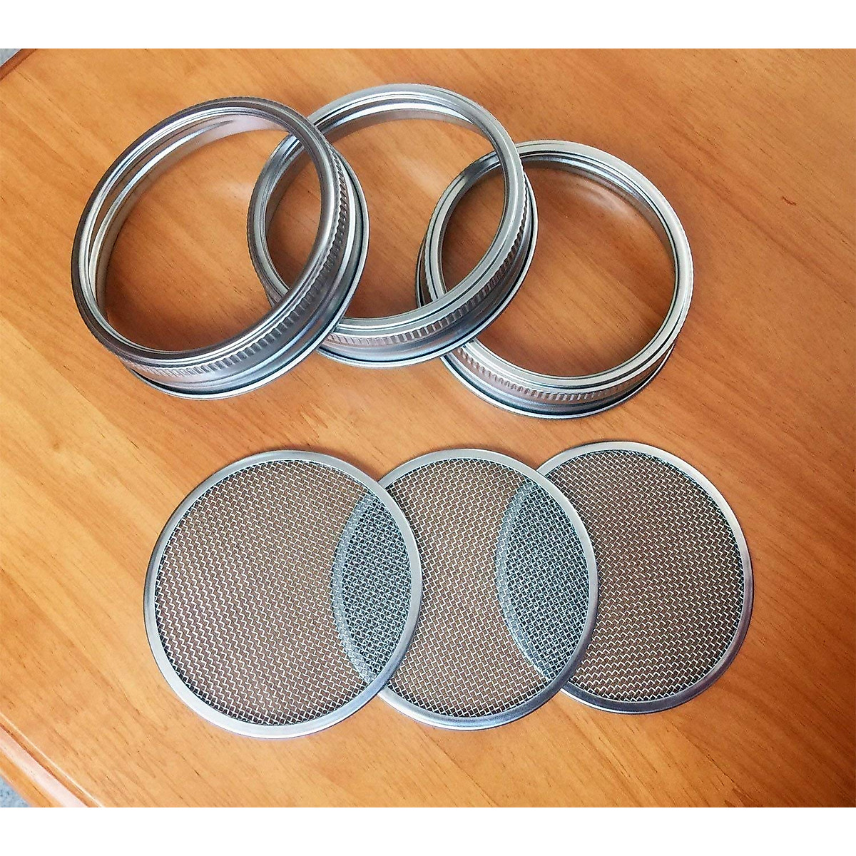 THINKCHANCES Food Safe,BPA Free Rust Resistant Stainless Steel Sprouting Screen Lids and Bands for Wide Mouth Mason Ball Canning Jars for Growing Organic Sprout Seeds at Your Home (Wide Mouth, 3 Pack)