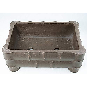 Rectangular Bamboo-Shaped Yixing Zisha Bonsai Pot 12"x 8"x 4.75"