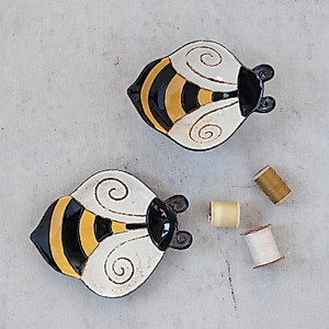 Creative Co-Op DF6124 Bee Stoneware Tidbit Plate