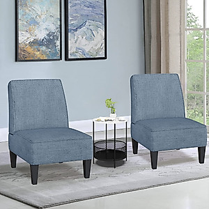 ALISH Accent Chairs Upholstered Living Room Chairs Armless Side Chairs Bedroom Chairs with Curved Backrest and Wooden Legs (2, Prints)