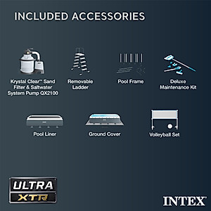 INTEX 26367EH 24'x12'x52" Ultra XTR Frame Outdoor Above Ground Swimming Pool Set with Sand Filter Pump, Ladder, Ground Cloth & Protective Canopy