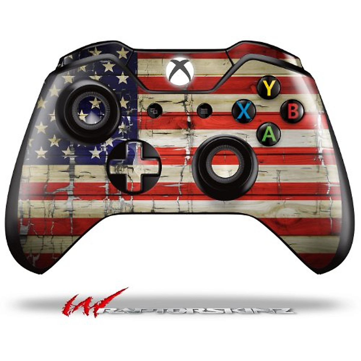 WraptorSkinz Decal Style Vinyl Skin Wrap compatible with XBOX One Original Wireless Controller Painted Faded and Cracked USA American Flag - (CONTROLLER NOT INCLUDED)