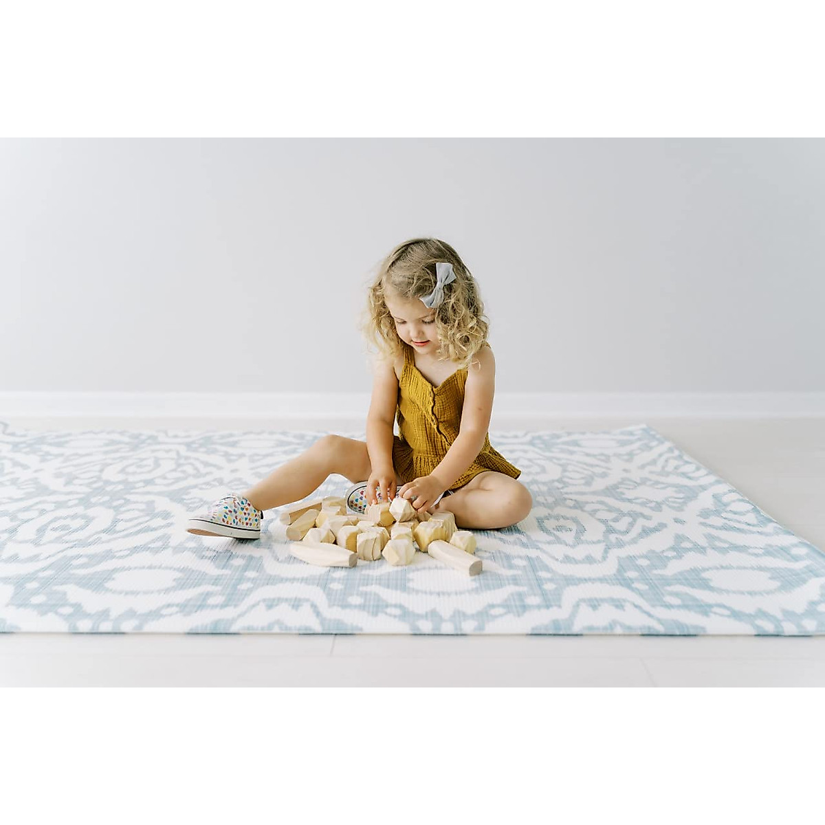 Baby Play Mat | Reversible Foam Mats | Soft for Play Time, Tummy Time, Crawling | Toddler, Kids Play Mat | Exercise Mat, Yoga Mat | Non-Toxic, Waterproof, Easy-to-Clean | 6.5ft x 4.5ft (Rainwash Blue)