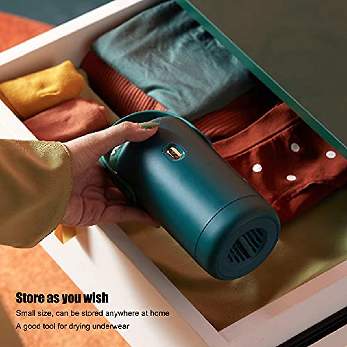 FASJ Clothes Dryer, Mini Portable Electric Dryer Machine 2 Gears Adjustable 5L Capacity for Ladies Underwear/Gym Clothes/Socks/Panties, Travel Size Smart Dryer for Home Apartments Dorm Camping(Green)