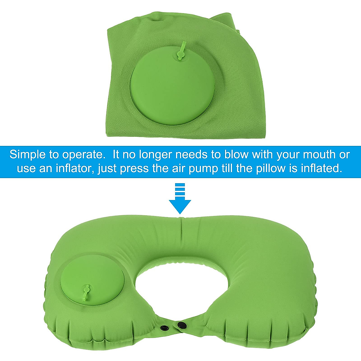 PATIKIL Travel Pillow, Inflatable Plane Sleeping Pillow Head Neck Support Pillows for Travel Airplane Office, Green