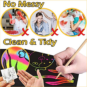 AICTIMO YCHOULEK Scratch Art for Kids 20 Sheets, Scratch Paper Rainbow Art Set Crafts Supplies Kits Sheet Pack for Kids, Chiristmas Birthday Gift for Girls Boys Ages for Kids Age 3 4 5 6 7 8 9 10+