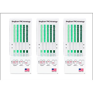 3 Pack - DrugExam THC Advantage Made in USA Multi Level Marijuana Home Urine Test Kit.Highly Sensitive THC 5 Level Drug Test Kit. Detects at 15 ng/mL, 20 ng/mL, 50 ng/mL, 100 ng/mL and 200 ng/mL (3)