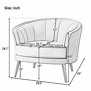 LUMISOL Modern Velvet Barrel Chair Accent Chair Arm Chair with Golden Legs, Upholstered Vanity Chair Comfy Curved Adult Chair for Bedroom (Beige Barrel)