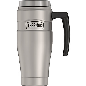 THERMOS Stainless King Vacuum-Insulated Beverage Bottle (40 Ounce) and Travel Mug (16 Ounce), Matte Steel