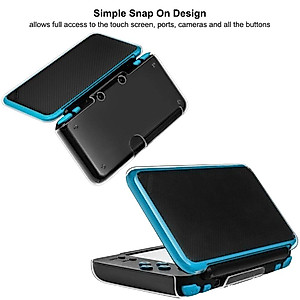 Hard Case Compatible New 2DS XL with 2 Packs Screen Protector, AFUNTA Anti-Scratch Crystal Clear Case, with 4 Pcs Tempered Glass Protective Films for Top and Bottom Screen