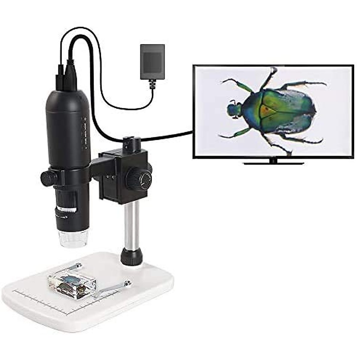 Mustcam 1080P Full HD Digital Microscope, HDMI Microscope, 10x-220x Magnification, to Any Monitor/TV with HDMI-in, Photo Capture, Micro-SD Storage, PC Supported