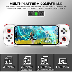 arVin Bluetooth Controller for iPhone/iPad/MacBook/iOS/Android/Samsung/Tablet/PC Wireless Gamepad Joystick with Back Button, Analog Triggers, Stretchable, Direct Play for Call of Duty, Genshin Impact