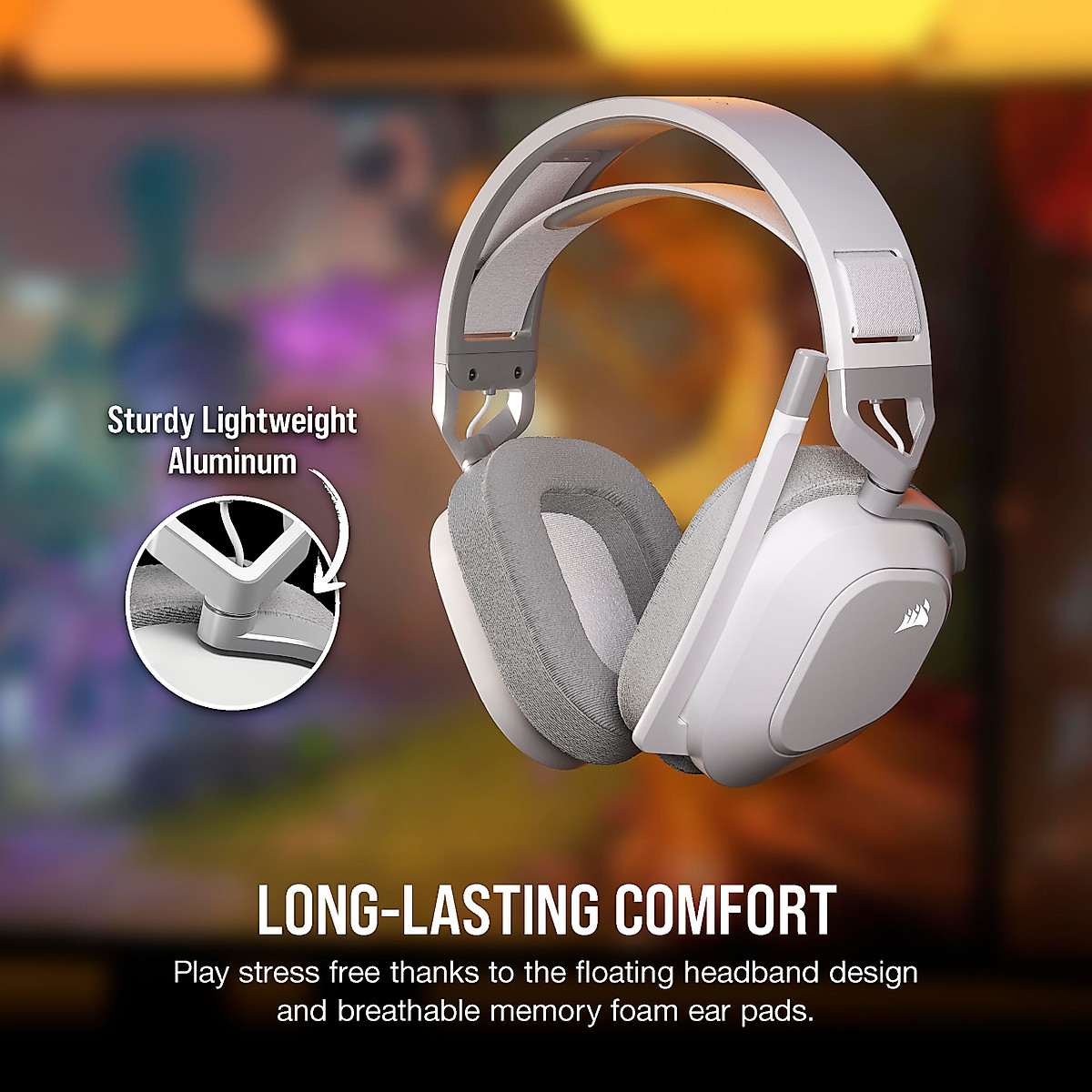 Corsair HS80 MAX Wireless Multiplatform Gaming Headset with Bluetooth - Dolby Atmos - Broadcast Quality Microphone - iCUE Compatible - PC, Mac, PS5, PS4, Mobile - White