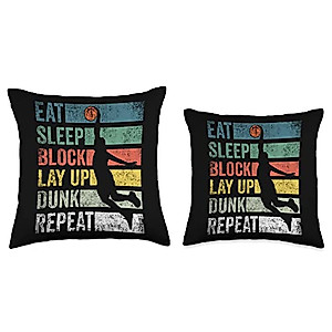 Alien Bee Basketball Fans Jerseys Eat Sleep Basketball Repeat Throw Pillow, 18x18, Multicolor