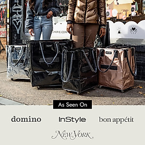 HULKEN - (Medium, Rose Gold Reusable Grocery Bag On Wheels, Shopping Trolley, Lightweight, Carries Up To 66 lb, Folds Flat, Unbreakable Handles