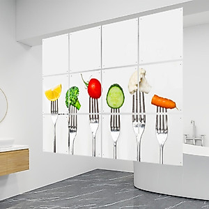 12 PCS Hanging Room Divider Fruit vegetable forks against healthy eating dieting Decorative Solid PVC Board Screen Panels Room Partition Wall Screen Panels for Bedroom Dining Room Office
