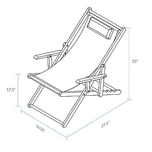 Casual Home Folding Fully-Assembled Adjustable Solid Wood Sling Patio Outdoor Chair, Natural Frame/Natural Canvs (New)