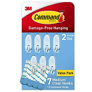 Command CL091-7NA Clear Medium Hooks, 7 Count
