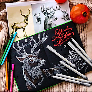 PANDAFLY White Gel Pens Set, 6 Pack, 0.8mm Fine Point Pens Gel Ink Pens For Artists, Archival Ink Pens, White highlight Pens for Black Paper Drawing, Illustration, Sketching, Writing