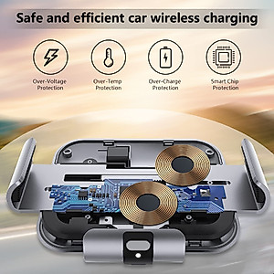 15W Wireless Car Charger for Samsung Galaxy Z fold 5/4/3/2,[Dual Coils] Auto-Clamping Air Vent Dashboard Car Phone Holder for Galaxy Z Fold 4 Car Mount(with QC3.0)