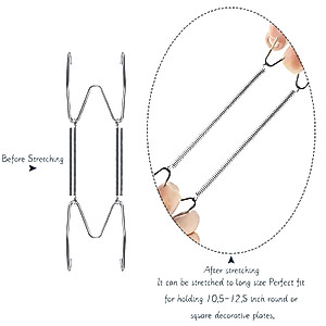 Hotop 12 Pieces Plate Hangers 6, 8, 10 Inches Wall Invisible Plate Hangers Stainless Decorative Wire Plate Hangers with 12 Pieces Hangers Hook with Nails for Decorative Plates (Silver)