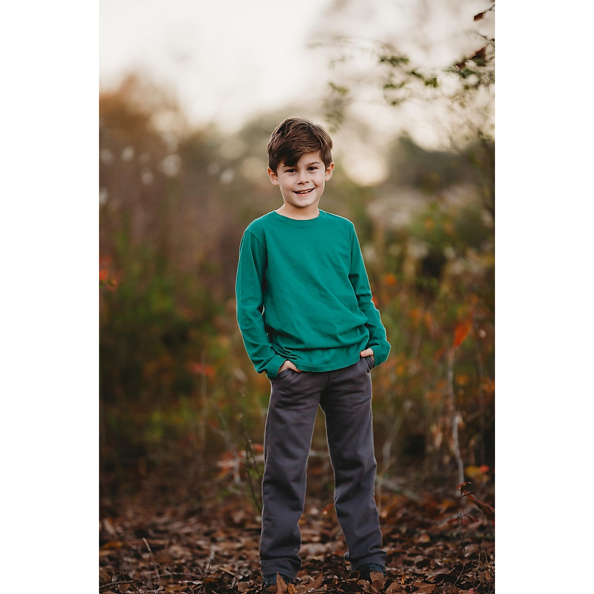 City Threads Big Boys' Cotton Long Sleeve Tee Base Layer for Fall Winter School or Play - Sensitive Skins or SPD Sensory Friendly Kids Clothing, Black, 14