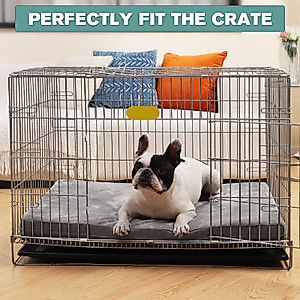 Waterproof Small Dog Bed Crate Pad 24 inch, Washable Puppy Bed Orthopedic with Removable Cover Reversible, Foam Dogs Bed, Cat Bed Kennel Pad 23" x17, Anti-Slip Bottom, Gray
