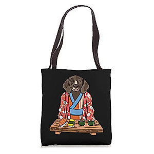 Kawaii Japanese German Shorthaired Pointer Kimono Tote Bag