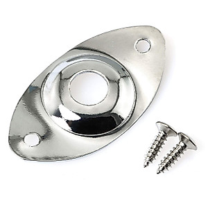 E-outstanding Oval Jack Plate Metal Indented Curved Football Shape Output Socket Plug Plate With Screws for Guitar Bass Silver