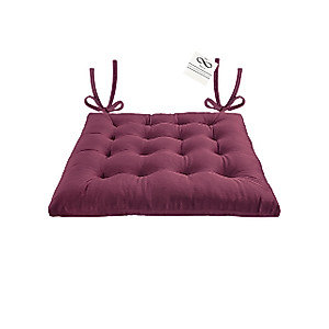 Infinity Collection Square Tufted Plush Chair Pad/Cushion for Kitchen Bar Stool Dining Room Durable Reversible with Tie Backs Size 15 in (Maroon, 1)