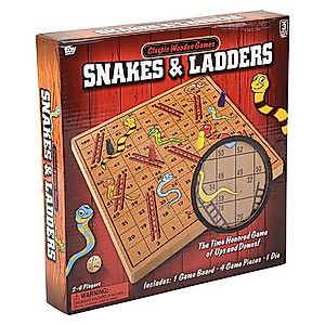 The Dreidel Company Classic Wooden Board Games, Great for Prizes, 10" (10" Wooden Snakes & Ladders)