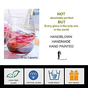 La Diffy Wedding Gifts Engagement Gift for Couple Women-Bride to be Gifts for her-Fiance Wedding Planning Stemless Wine Glass Gifts for Bride and Groom-Hand Painted Laser Engraved 19 OZ