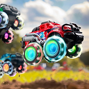 Vroomix 3Pack Monster Truck Toy - Toy Truck with Flashing LED Wheels - Light-Up Cars for Toddlers - Birthday Gift for Boys Girls - Friction-Powered